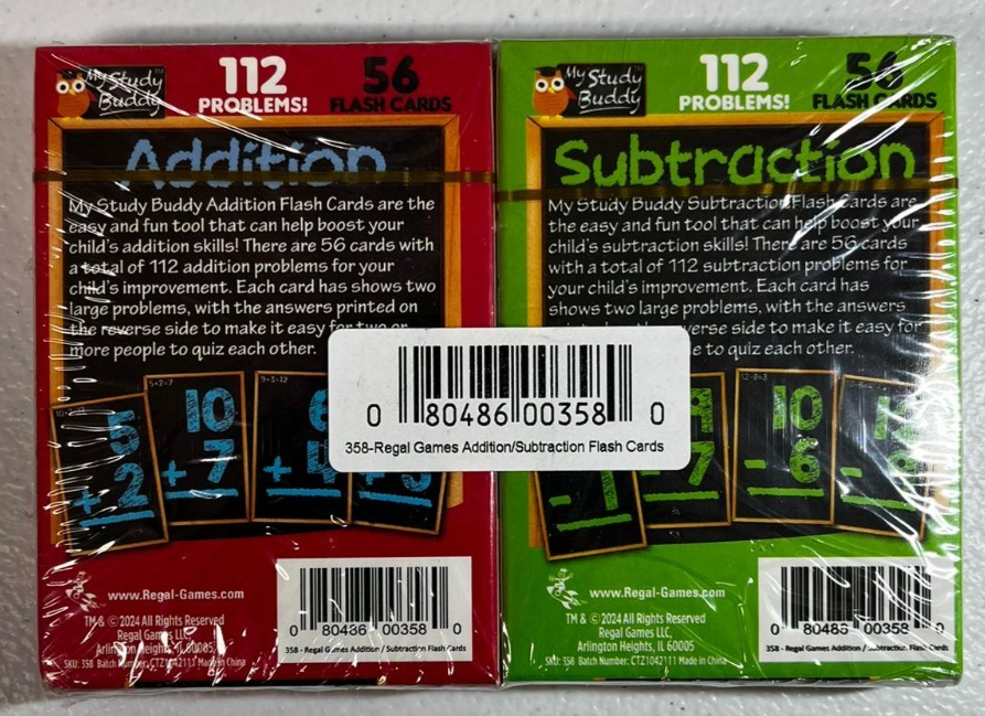 My Study Buddy Flash Cards 2-Pack – Addition & Subtraction – 112 ...