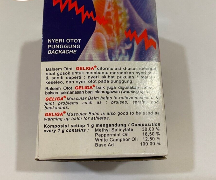 🔥NEW🔥 5 x Geliga muscular Balm Balsem Otot Geliga 40gr Neck Muscle Pain ...