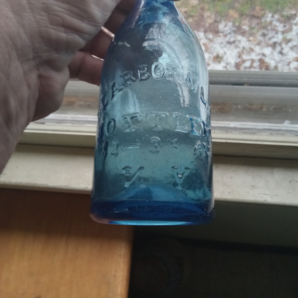 IRON PONTIL PRETTY BLUE DEARBORN & CO BOTTLERS 83 3d AV NY 1855 BLOB ...