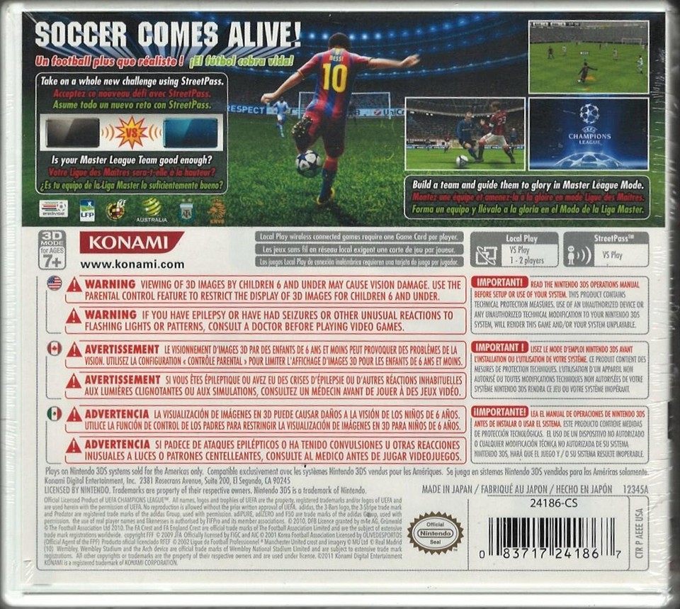 Pro Evolution Soccer 2011 3DS (Brand New Factory Sealed US Version ...