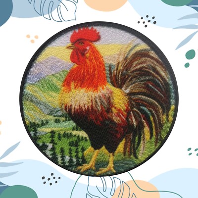 Rooster Patch Iron-on Applique Clothing Wild Animal Badge Bird Feather ...