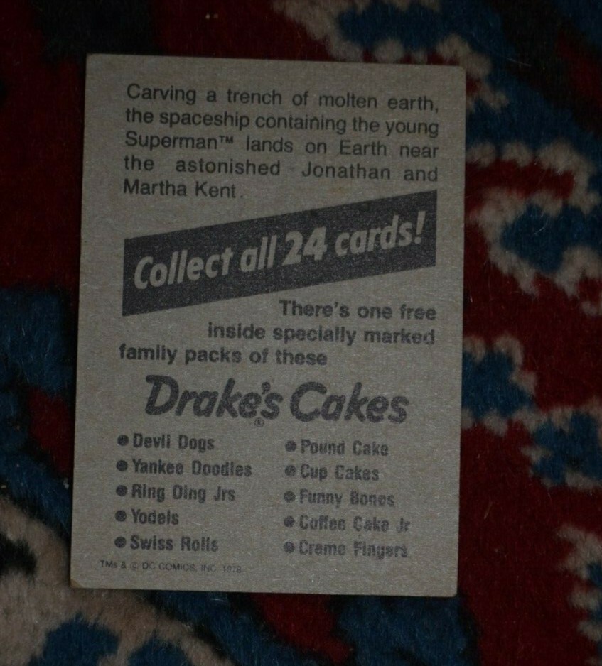 Superman the Movie DC Comics 1978 Drake's Cakes Trading Card Scene 20 ...