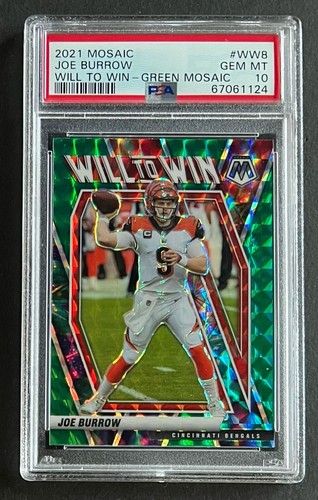 Joe Burrow 2021 Panini Mosaic Will to Win Green Prizm #WW8 Bengals PSA ...