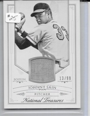 2015 National Treasures Materials Patch- Johnny Sain /99 Boston Braves ...
