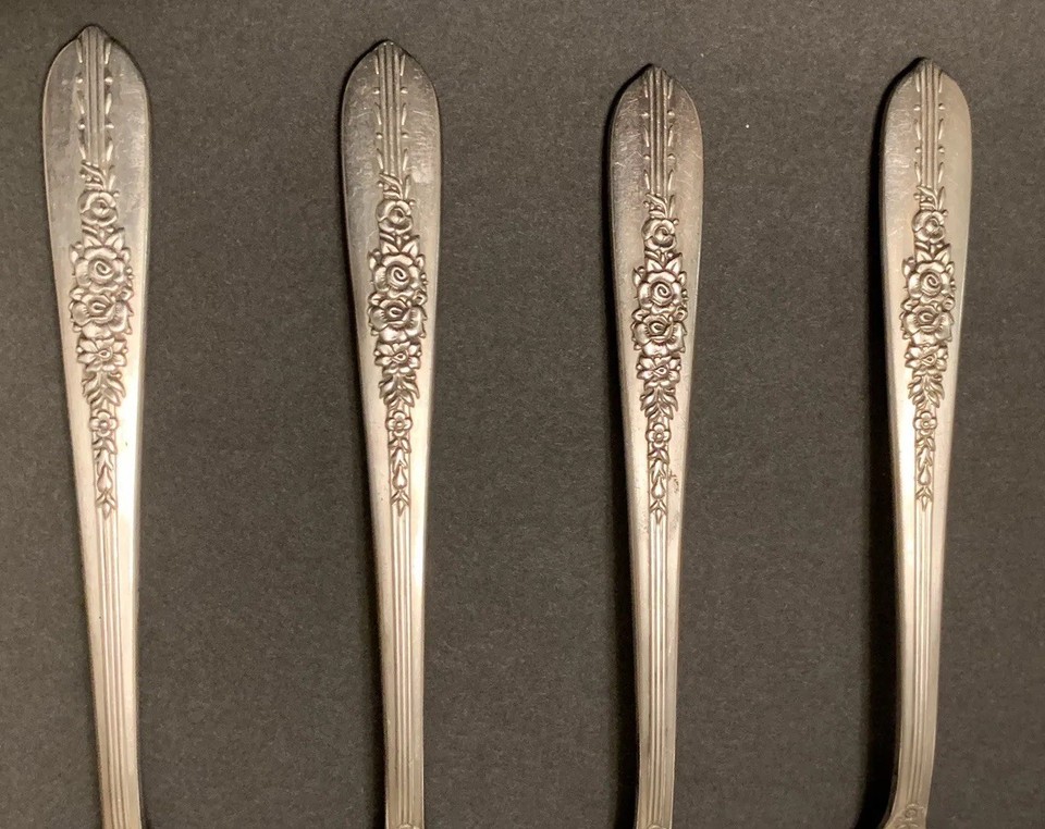 4 Nobility Plate 1939 Royal Rose Dessert Teaspoons Oneida Silver Plate ...