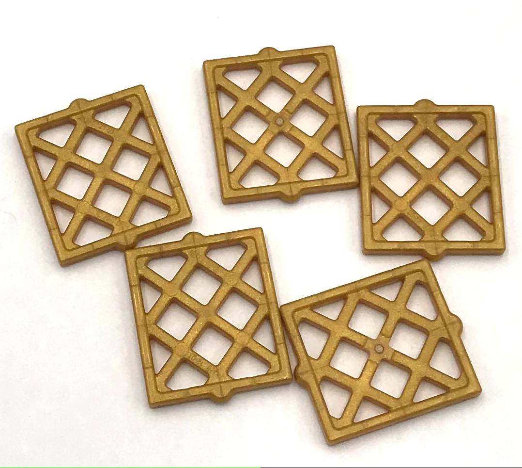 Lego 5 New Pearl Gold Pane for Windows 1 x 2 x 2 Stud Lattice Diamond ...