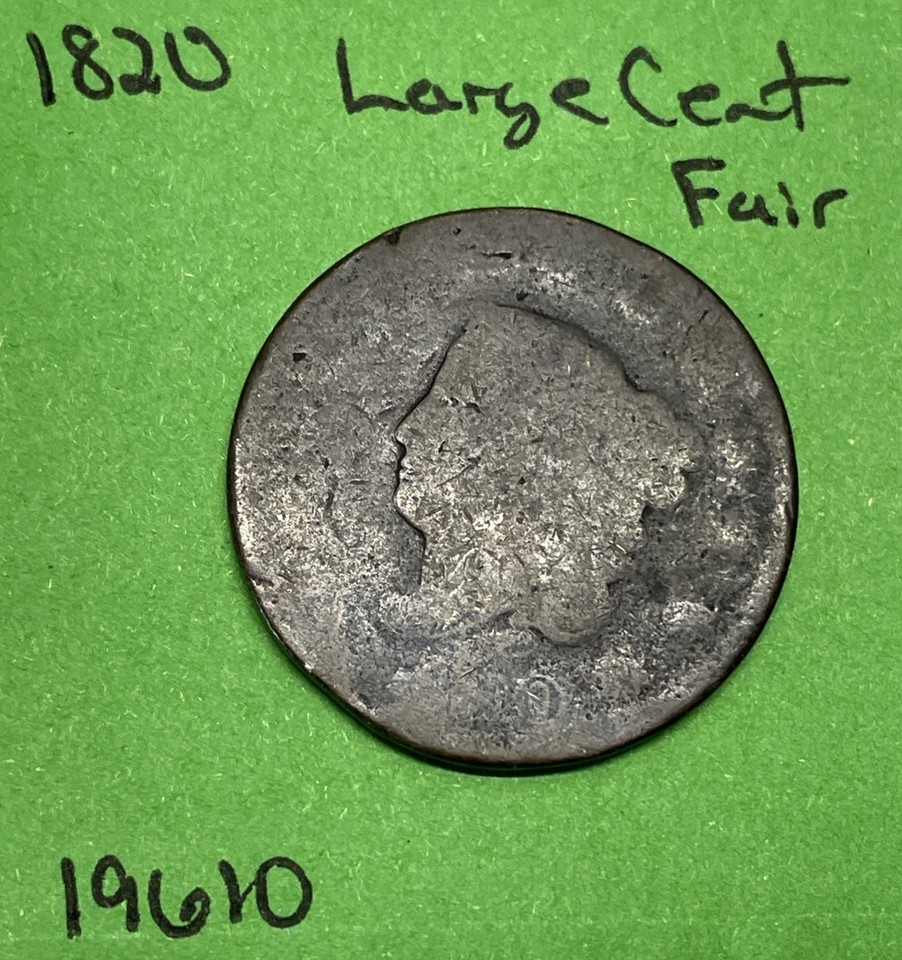 1820 Coronet Head Large Cent 1c Fair | eBay