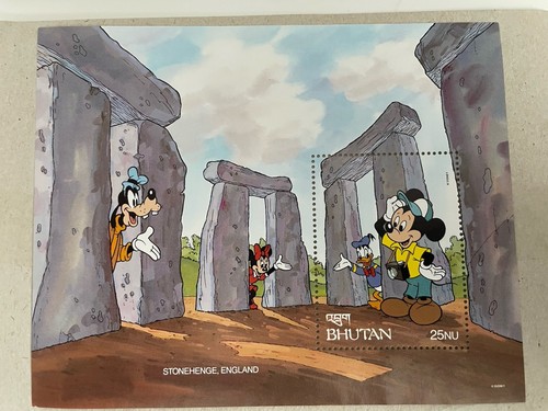 BHUTAN WONDERS OF THE WORLD DISNEY STAMP Stonehenge, England. Mickey ...