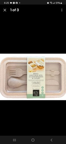 Bento Lunch Box w/ 2 Compartments & Cutlery •Eco Ciroa (Clay color) 1 ...