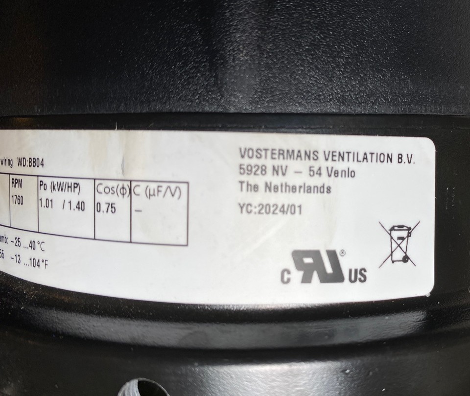 Vostermans Multifan Motor 1.4 HP, 240 VAC, 3 Phase 1760 RPM NEW | eBay