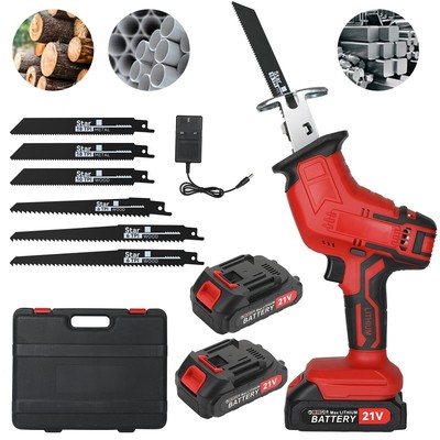 2/1x Battery 21V Reciprocating Saw Cordless Hand Saw Electric Wood ...