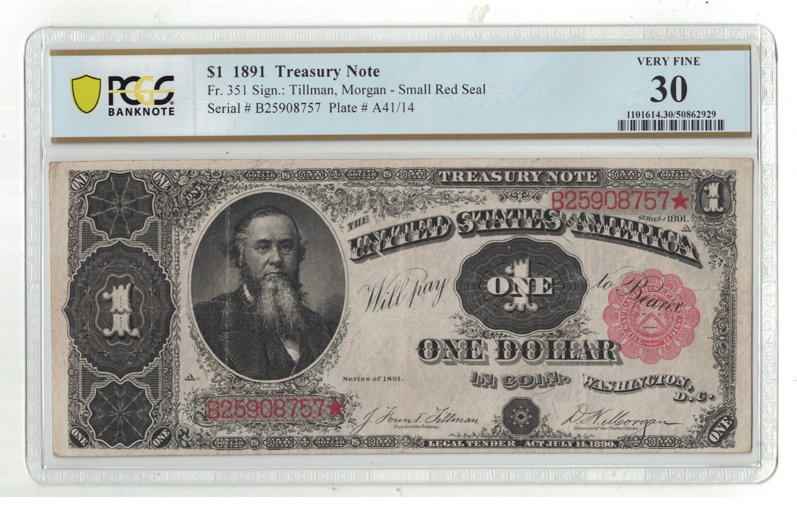 U.S. - Series of 1891 $1.00 Treasury Note (PCGS Very Fine 30) | eBay