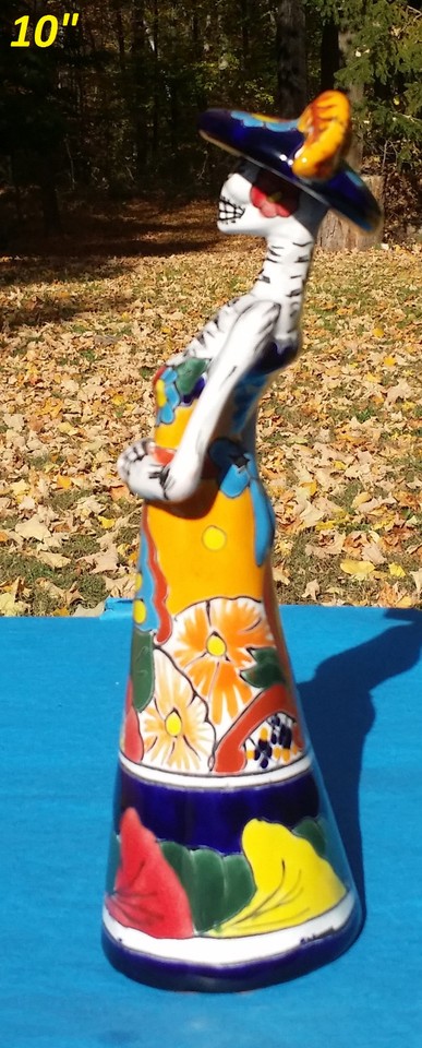 La Catrina Elegante Talavera Statue 10" Hand Painted Ceramic Mexican | eBay