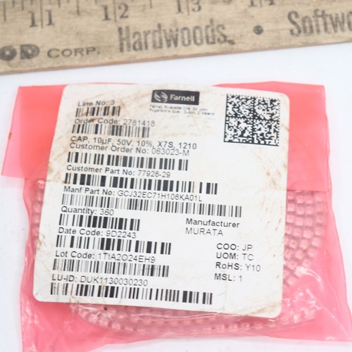 (360-Pk) Farnell 10 ÂµF Â±10% 50V Ceramic Capacitor X7S 1210 ...