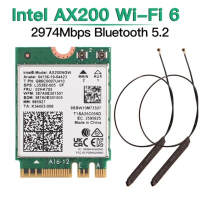 Intel Wi-Fi 6 AX200 AX200NGW M.2 Wifi Card Bluetooth Dual Band with ...