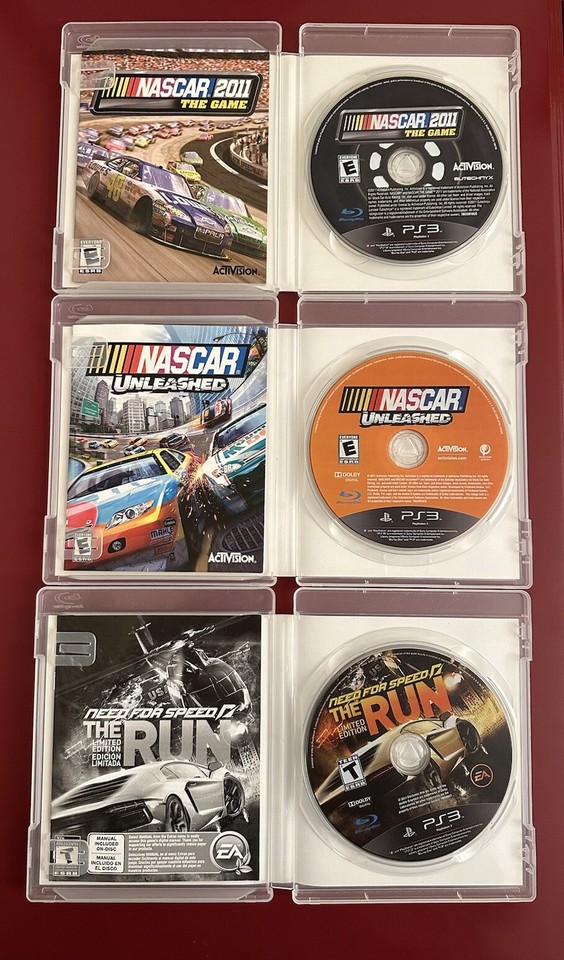 PS3 Racing 3 Game Lot: NASCAR The Game 2011, NASCAR Unleashed, Need For ...