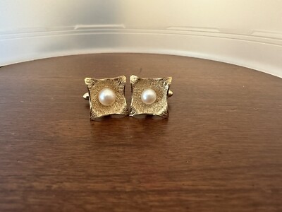 Vintage Correct Quality Gold Filled Faux Pearl Cufflinks | eBay