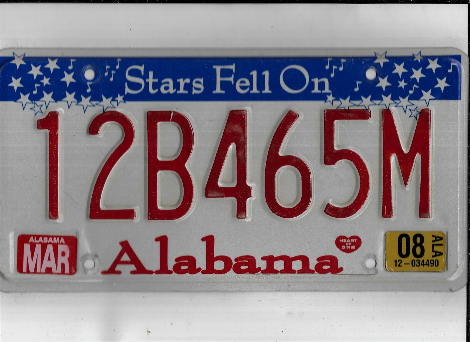 ALABAMA passenger 2008 license plate "12B465M" ***CHAMBERS*** | eBay UK