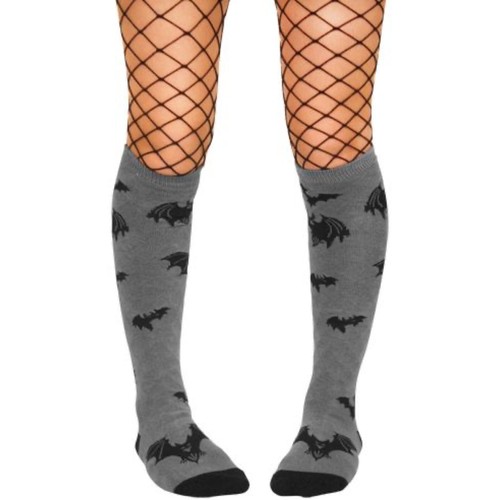 Sourpuss Gray & Black Bats Knee High Socks Vampire Goth Punk Emo Metal ...