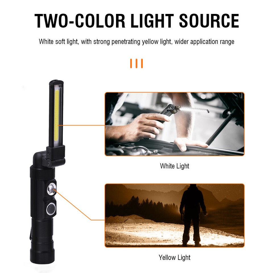 1x Rechargeable LED COB Work Light Mechanic Flashlight Lamp Magnetic ...