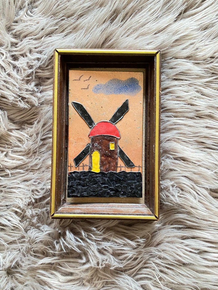 Vintage Handicraft Mosaic Painting Masterpiece Wood Frame Multi-Colors ...