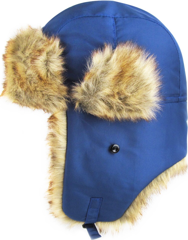 Solid Aviator Trapper Hat Winter Ski Cap Faux Fur | eBay