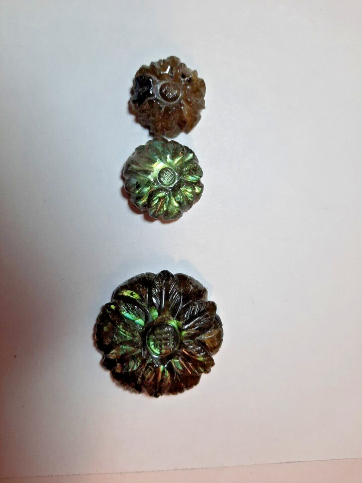 Labradorite Round Carved Pendant Stone With 2 Smaller That Match. JL ...