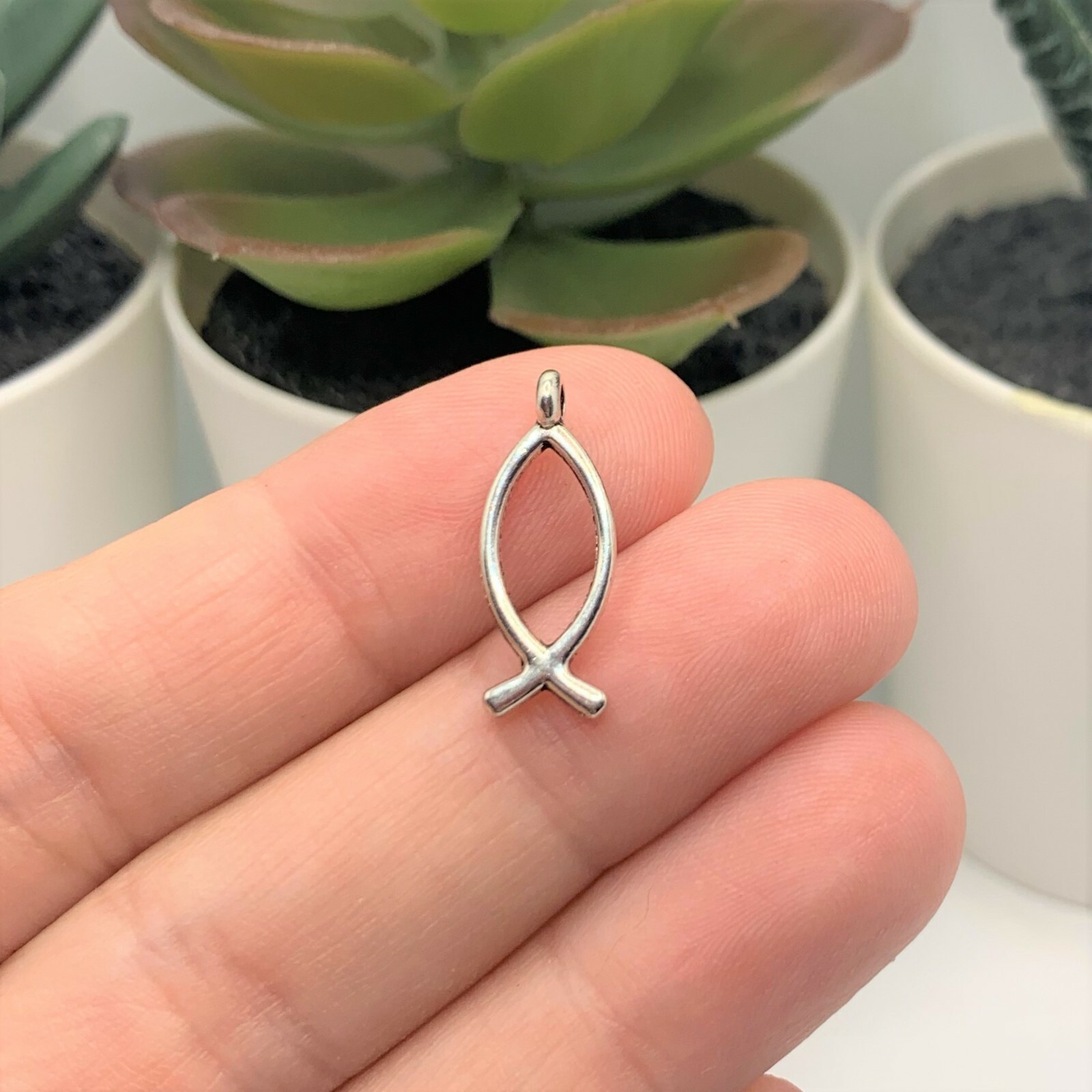 4, 20 or 50 BULK pcs Silver Jesus Fish Christian Charms - US Seller ...