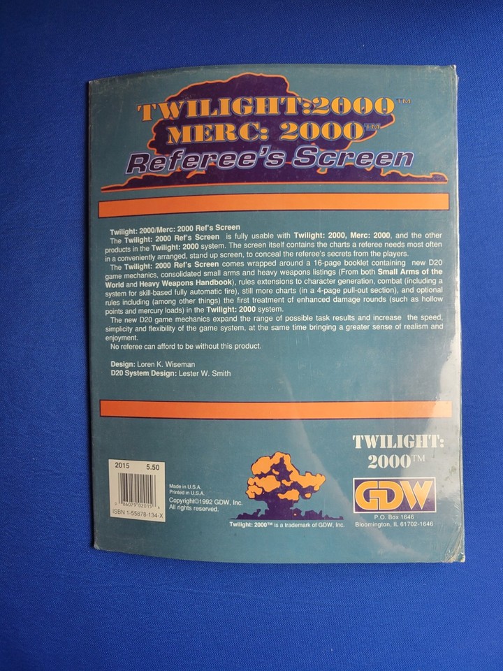 Merc: 2000 Referee's Screen (SW) - Twilight 2000 - GDW 2015 | eBay