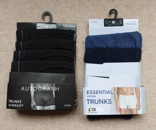 Autograph Boxer Trunks. NEW. 6x Medium, 33-35", Black Blue. M&S Marks ...
