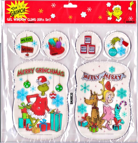 Dr. Seuss How the Grinch Stole Christmas Window Gel Clings Holiday 6 ...