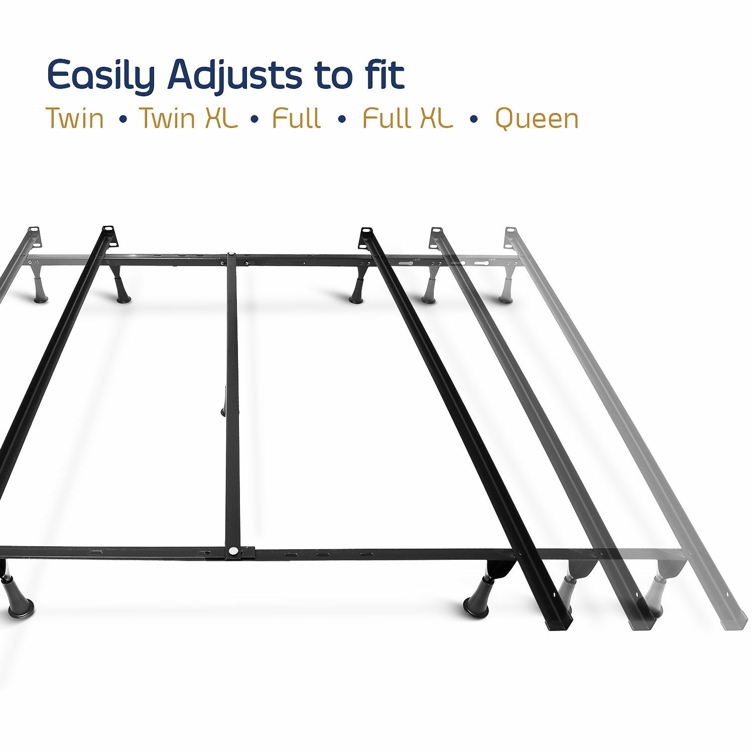 Metal Bed Frame Adjustable for Twin Full and Queen Size with Center ...