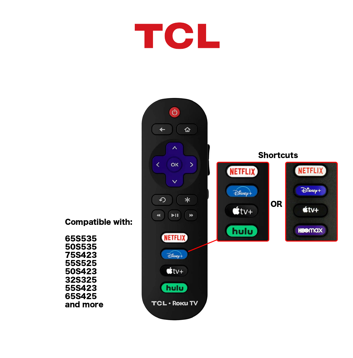 [GENUINE] NEW TCL Roku TV Remote Control With shortcuts | eBay