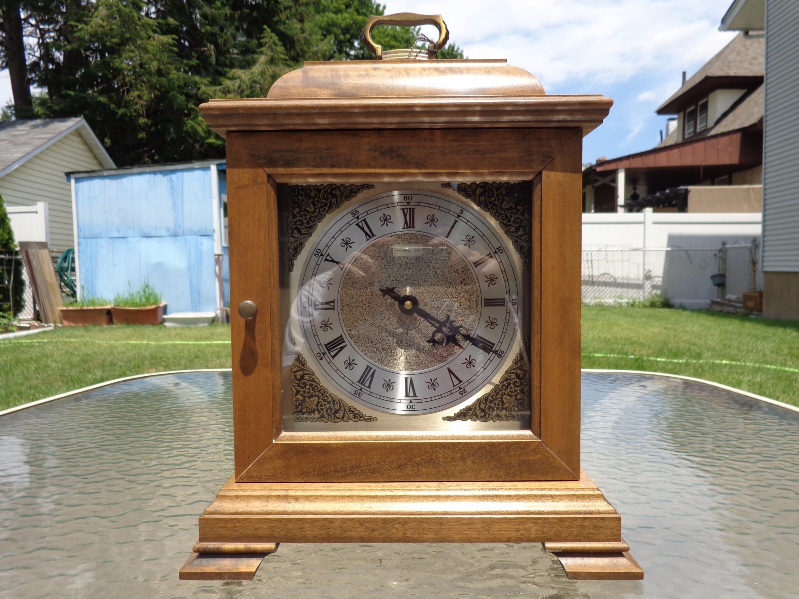 VINTAGE WOODEN CASE HAMILTON WHEATLAND WESTMINSTER CHIME CARRIAGE ...