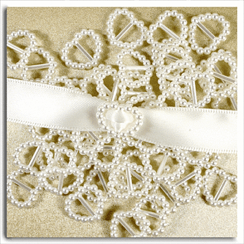 200 WHITE PEARL HEART SHAPED RIBBON SLIDER BUCKLES IDEAL FOR INVITES ...