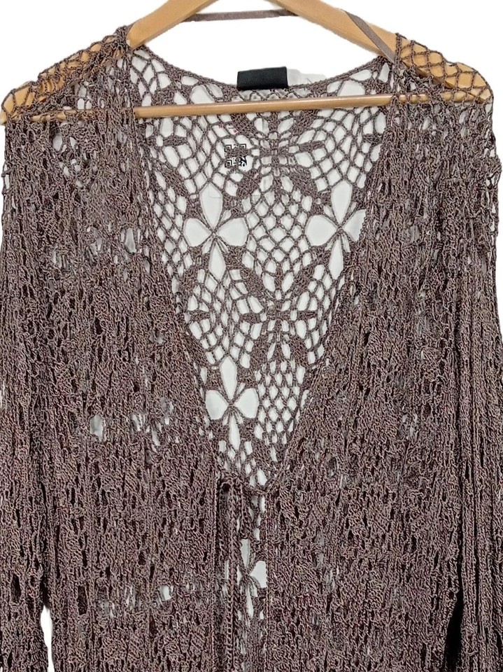 MIA LINEA Cardigan Donna Marrone Traforato Manica Lunga UNI | eBay UK