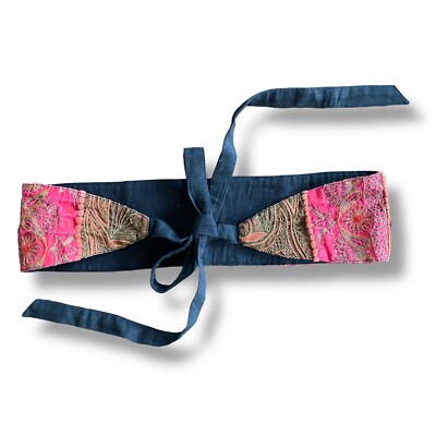 Vintage Embroidered Belt Unisex Tie On Cummerbund In Gold Red Black | eBay