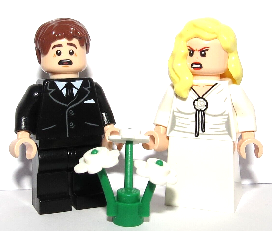 LEGO Bride Blonde Hair & Groom Black Suit Flesh Skin Wedding Minifigure ...