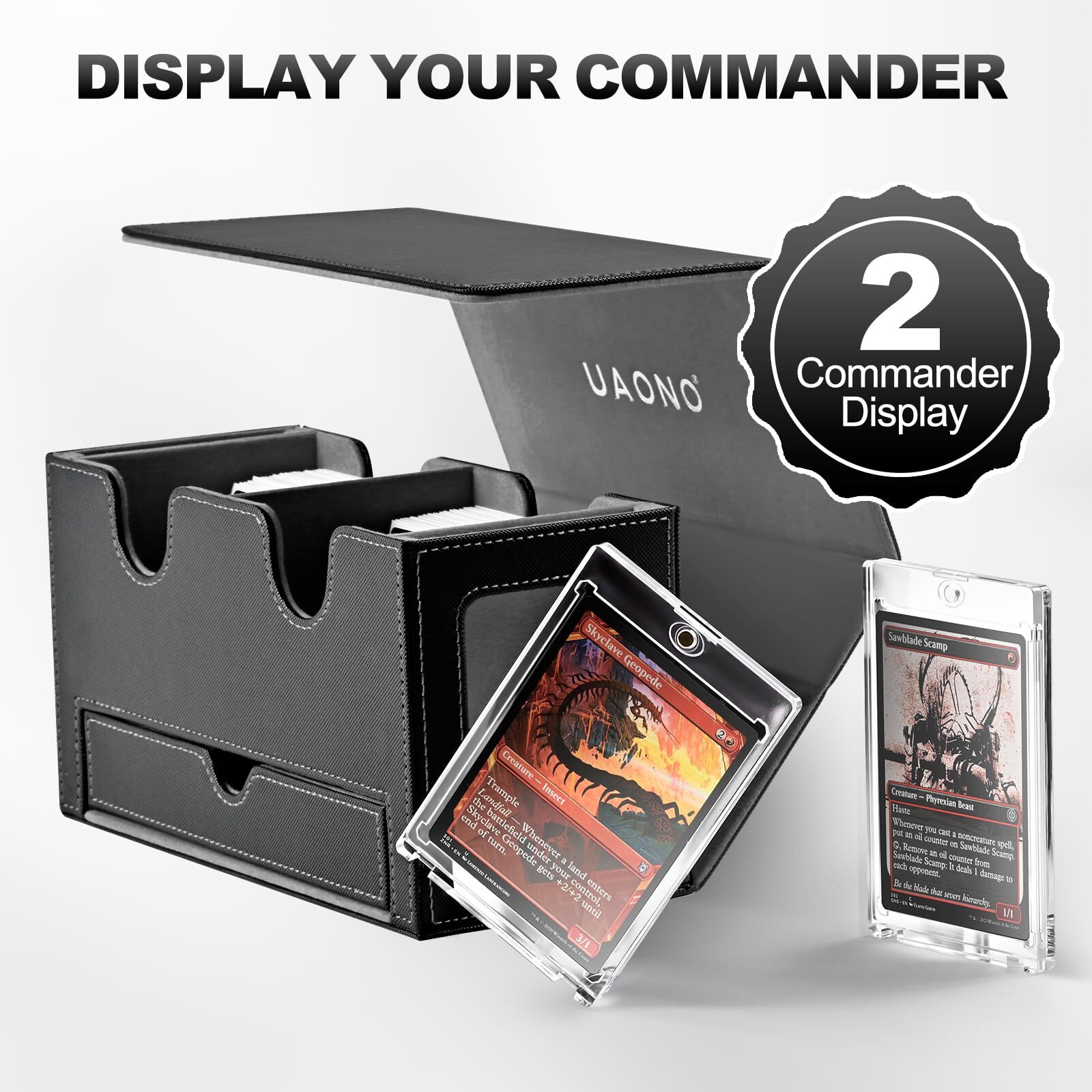Card Deck Box for MTG, Double Card Storage Box with 2 Commander Display ...