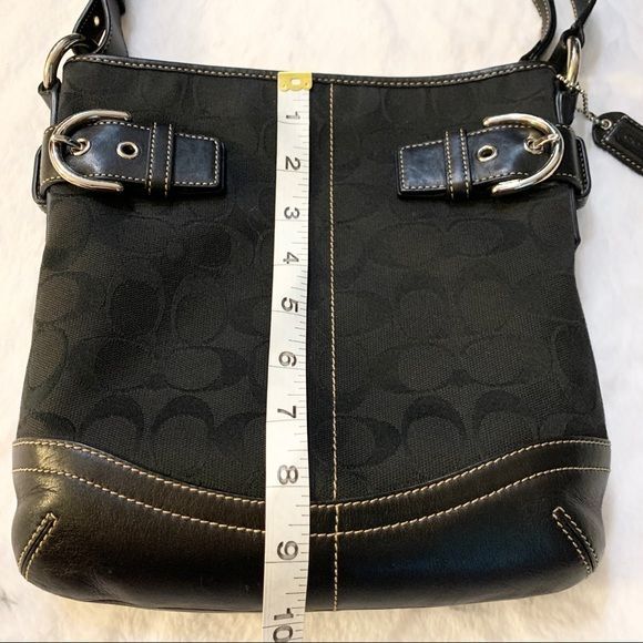 COACH Signature #3577 Black Mini C Canvas & Leather S… - Gem