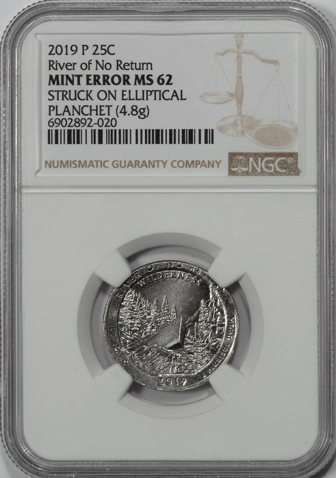 2019 NGC MS62 Elliptical Clip Planchet River Of No Return Quarter Mint ...