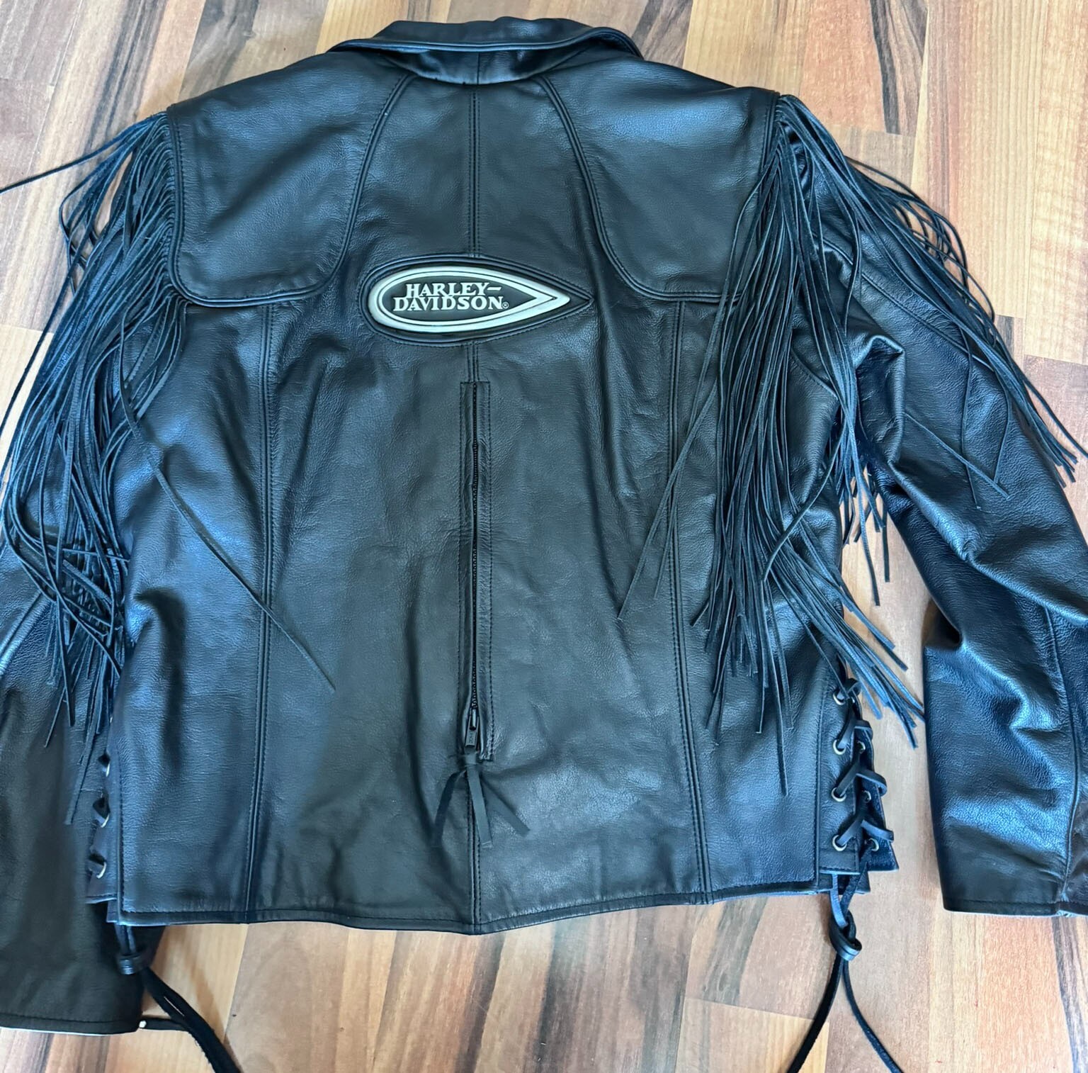 Harley-Davidson Leather Biker Jacket Fringe Black Met… - Gem