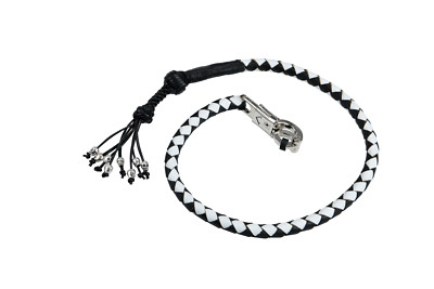 Motorcycle Leather Whip Get Back whip 1" Ball & Skulls 42" White Color ...