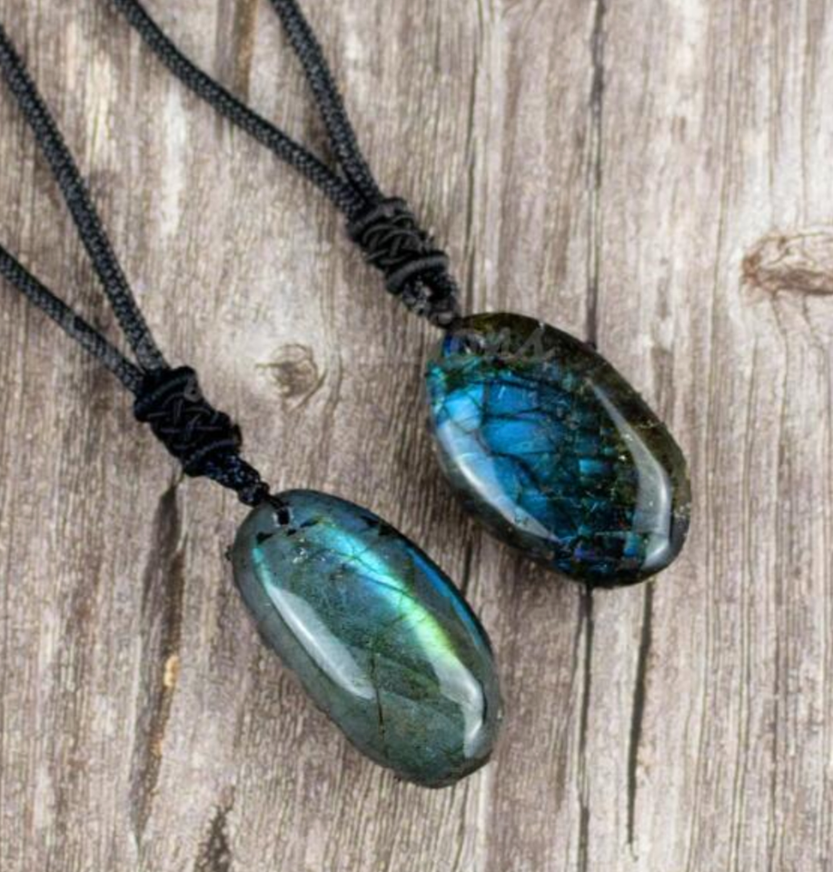 Healing Natural Labradorite Stone Pendant Necklace Energy Rough ...