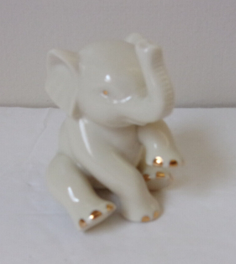 Lenox Porcelain Sitting Baby Elephant Figurine Cream With Gold Trim ...