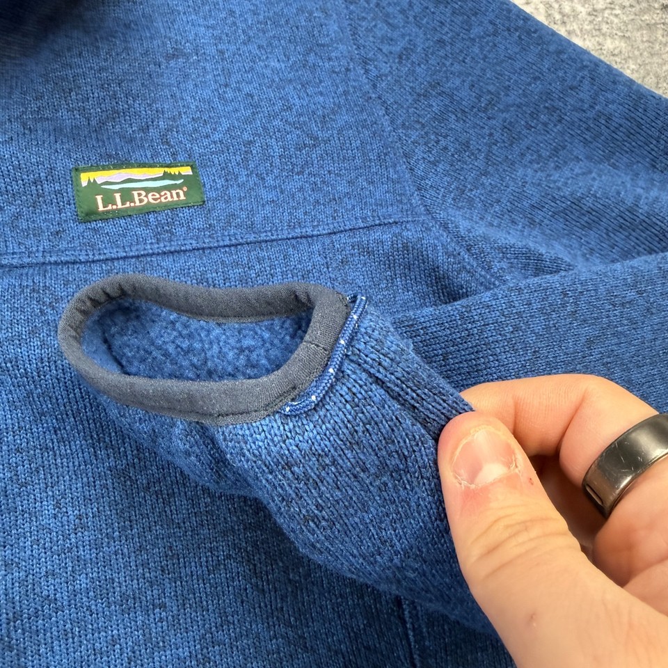 LL Bean Jacket Mens Medium Tall Blue Sweater Fleece Knit Full Zip Coat ...