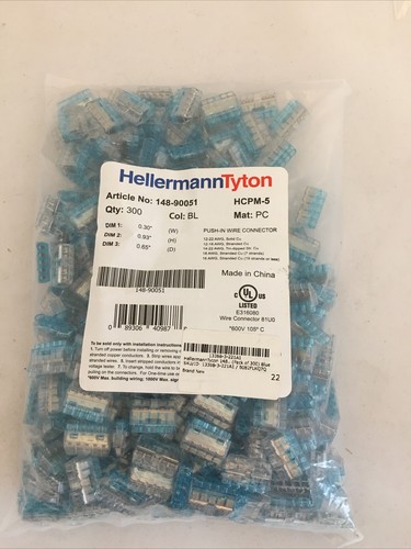 Hellermann Tyton 148-90051 Push-in Wire Connector Qty 300 | eBay