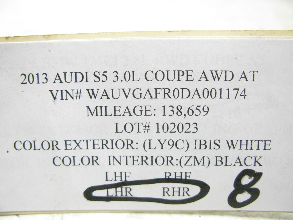 08-17 AUDI 8T A5 S5 RS5 COUPE REAR BACK UPPER SEAT LEATHER BENCH OEM ...