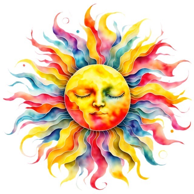 3” Sun Sticker Face Colorful Sunshine Yellow Summer Boho New Age Mystic ...