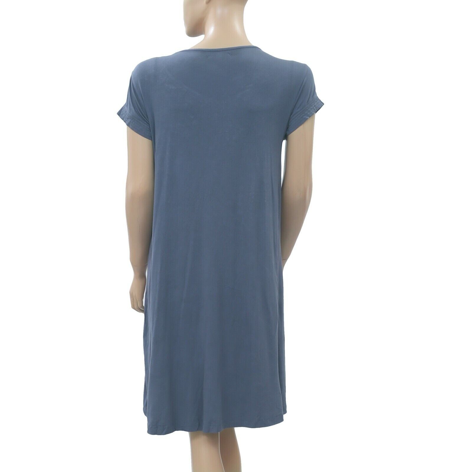 Caite Anthropologie Floral Embroidered Dress Short Sleeve Gray Boho S ...